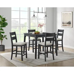 Garcia 5PC Counter Set with Table and 4 Chairs in Black D-12990-8-5CS ...