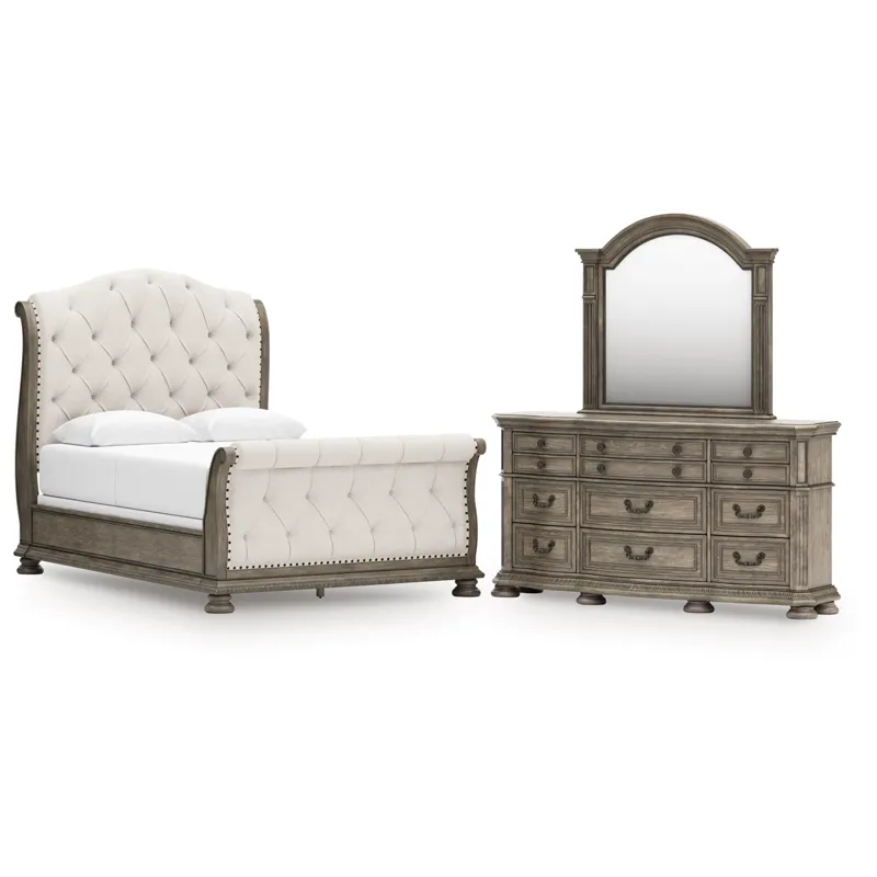 Ardenfield Queen Upholstered Sleigh Bed, Dresser and Mirror B944B3 by ...